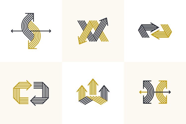 Arrow original logos set isolated pictogram Vector Image