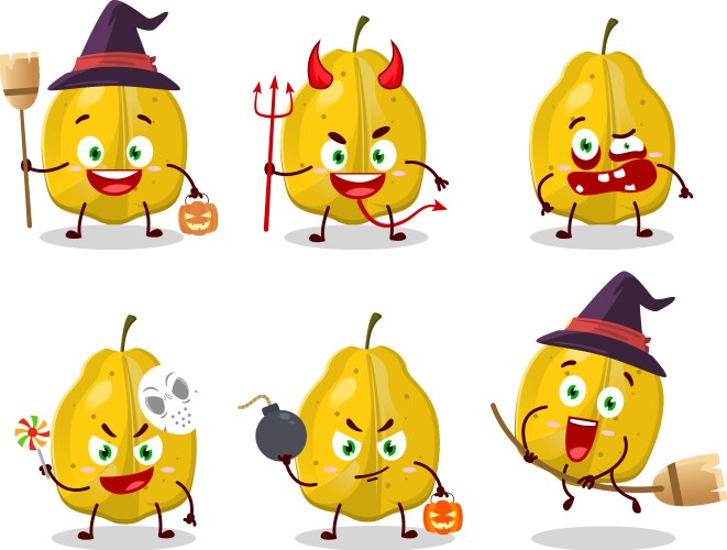 Halloween expression emoticons with cartoon Vector Image