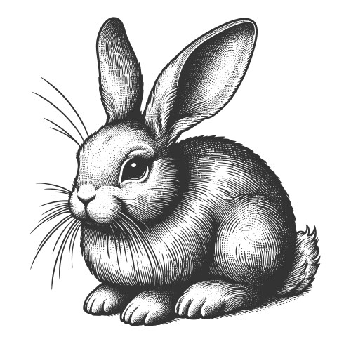 Rabbit engraving sketch Royalty Free Vector Image