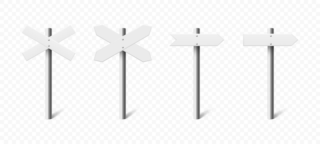 Realistic sign post set blank road Royalty Free Vector Image