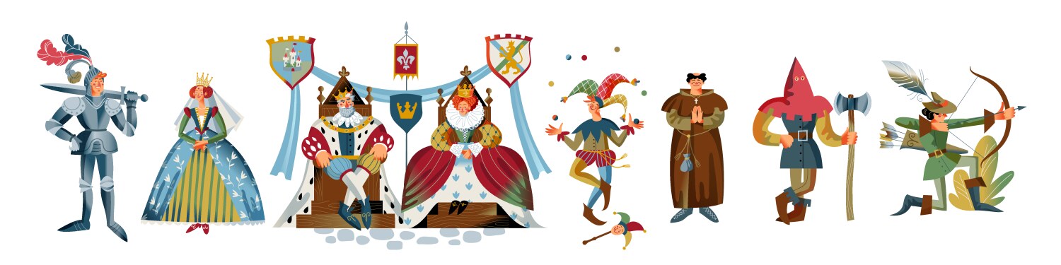 Medieval Cartoon Peasant Vector Images (over 420)