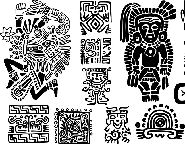 Aztec set Royalty Free Vector Image - VectorStock