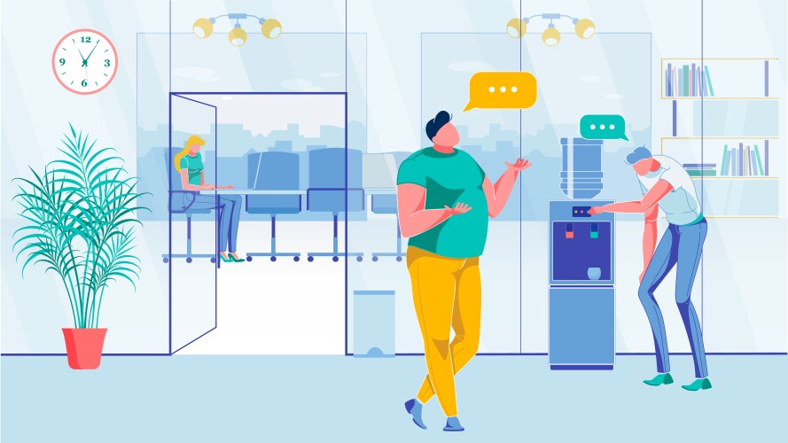 People at work in office talking with new Vector Image