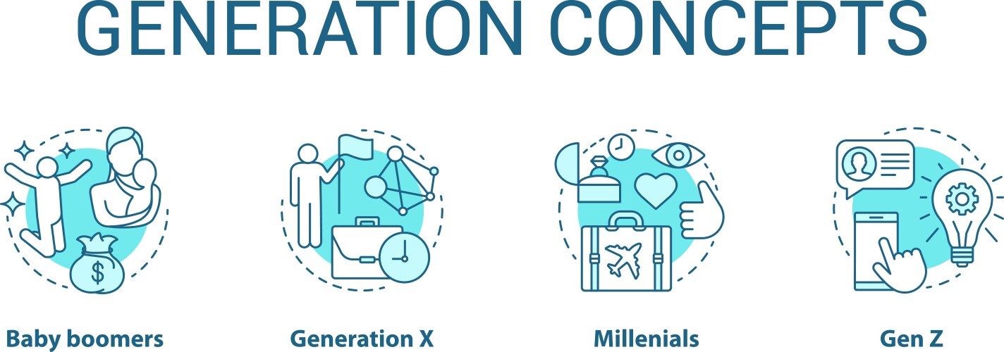 Millennials concept icon age group idea thin line Vector Image