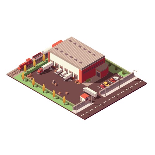 Isometric low poly warehouse building icon Vector Image