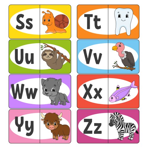 Set abc flash cards alphabet for kids learning Vector Image