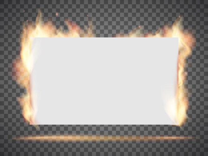 Realistic burned paper sheet with fire and black Vector Image