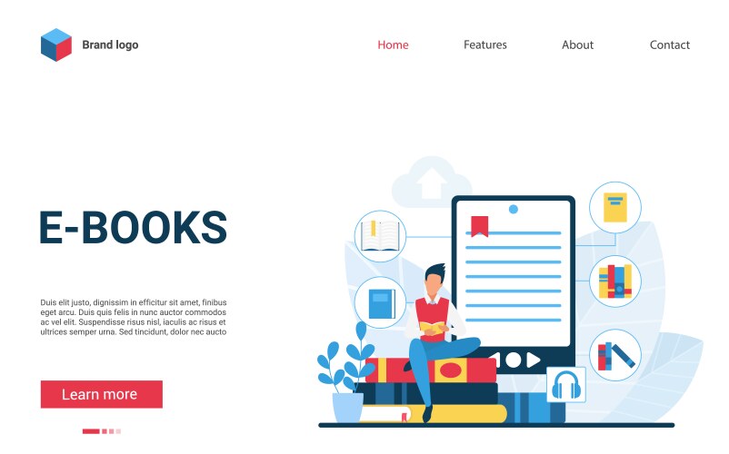 Reading concept with isometric style books Vector Image