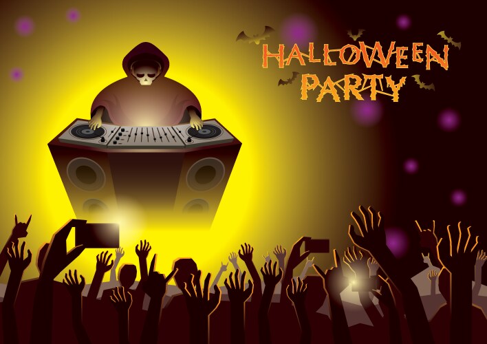 Halloween party flyer background in dark purple Vector Image
