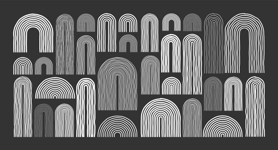 Mid century arch elements modern geometric shapes Vector Image