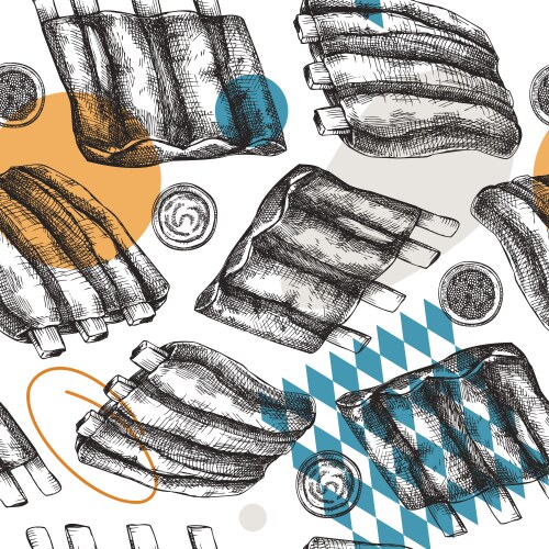 Pork ribs seamless pattern traditional german Vector Image