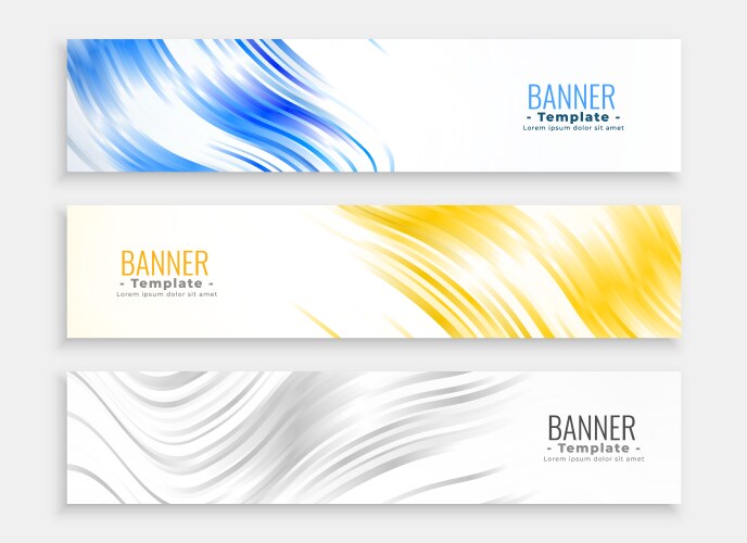 Simple three color banner headers set Royalty Free Vector