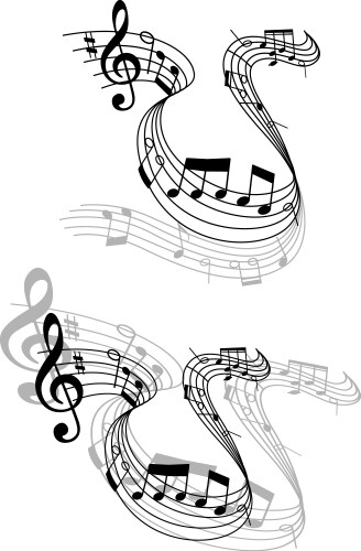 Music notes flowing musical note key composition Vector Image