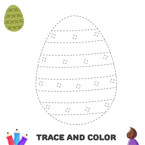 Trace and color easter egg for kids handwriting Vector Image