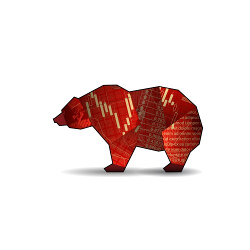 Red bear shapes polygon facing candlestick Vector Image
