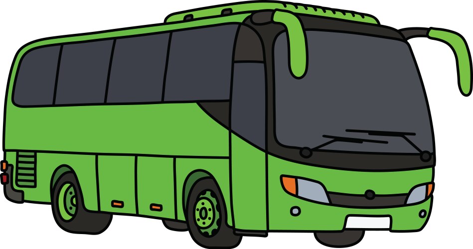 Green coach bus delivers tourists Royalty Free Vector Image