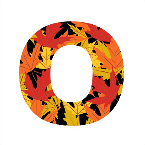 Autumn stylized alphabet with foliage letter o Vector Image