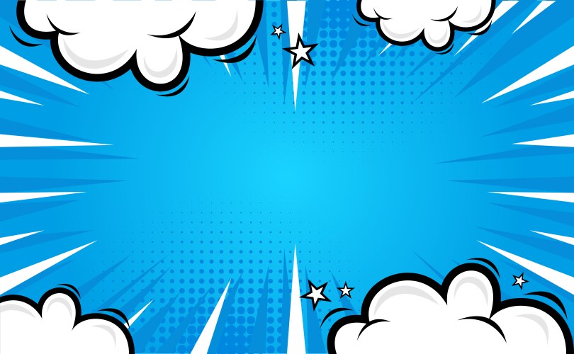 Blue comic cartoon background Royalty Free Vector Image