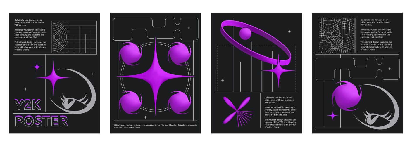 Retro futuristic style banners set Royalty Free Vector Image