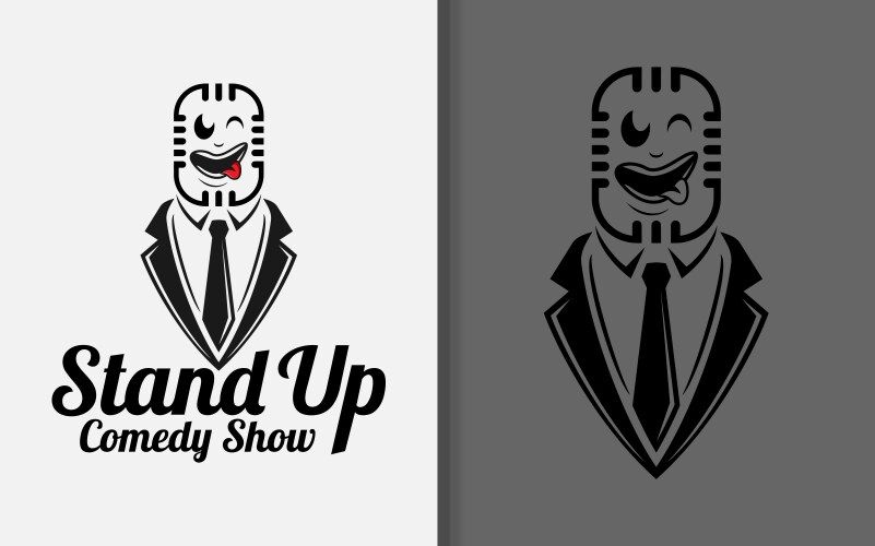 Funny Microphone Comedy Logo Royalty Free Vector Image