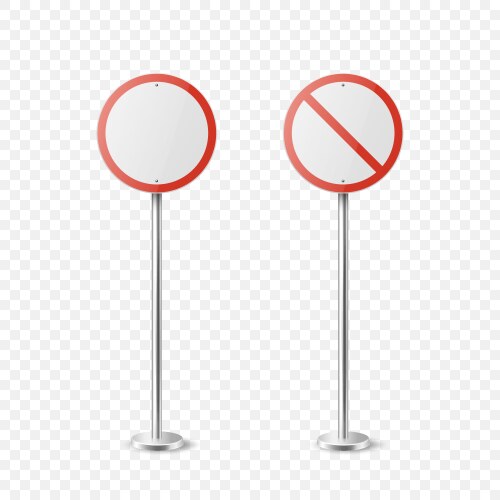 Stop white and red round glossy prohibition Vector Image