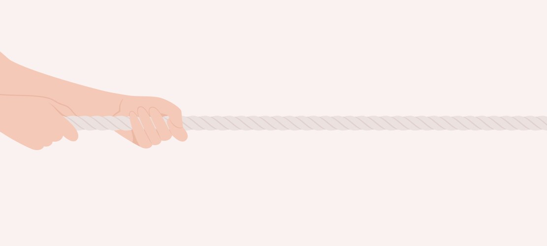 Human hands pulling the rope from above Royalty Free Vector