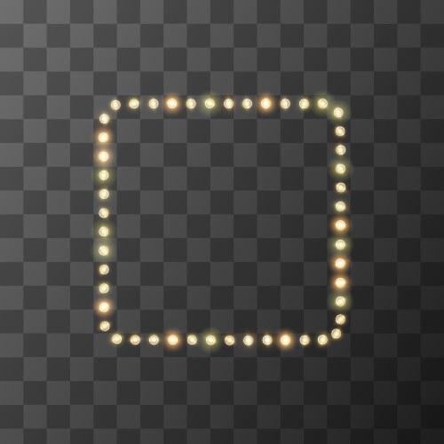 Glowing light frame golden bulbs border Royalty Free Vector