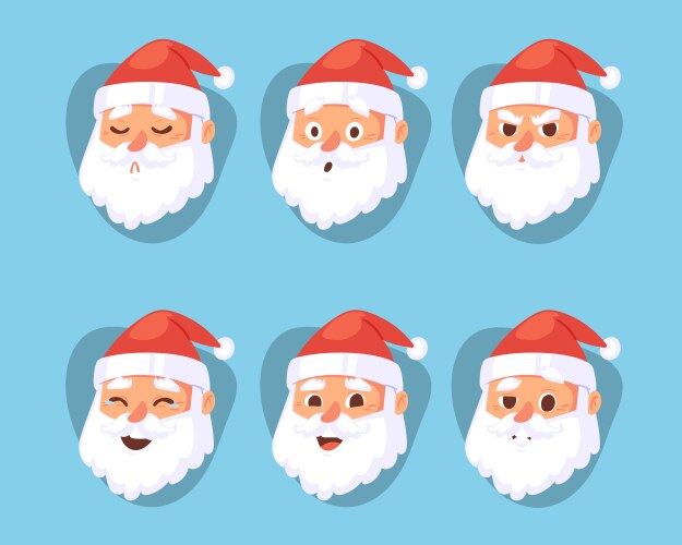 Christmas santa claus emotion faces Royalty Free Vector