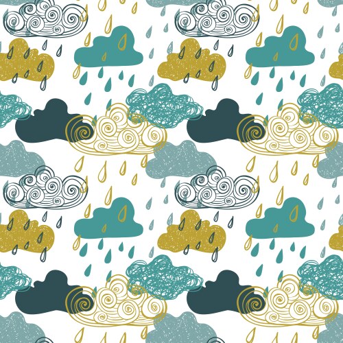 Sky seamless pattern clouds and rain umbrellas Vector Image