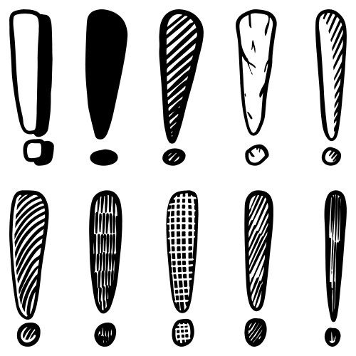 Hand painted exclamation marks Royalty Free Vector Image