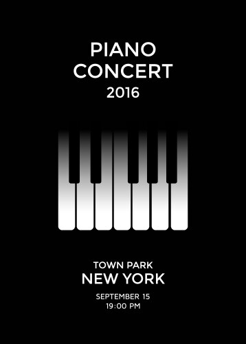 Piano music concert background musical poster Vector Image