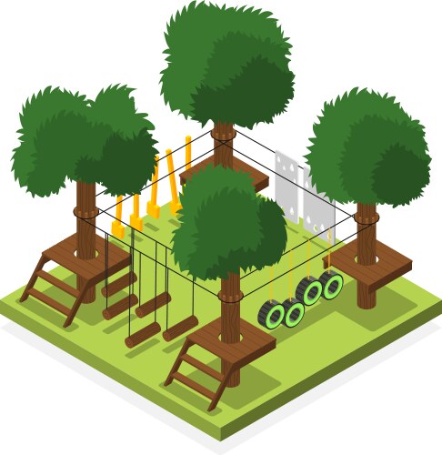 Isometric park activity cartoon Royalty Free Vector Image