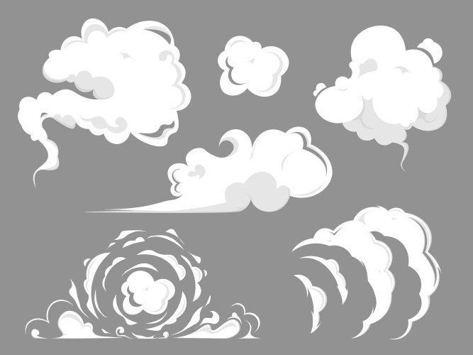 Comic explosion effect set dust smoke Royalty Free Vector