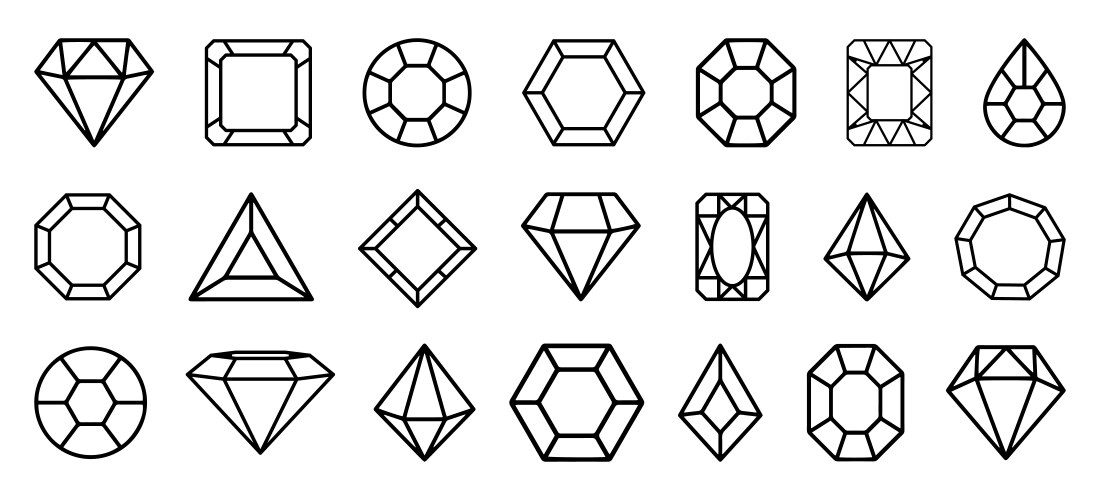 Diamond Shape Outline Diamonds And Crystals Outline Collection....