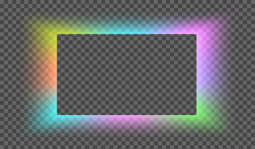 Golden neon frame on transparent background Vector Image