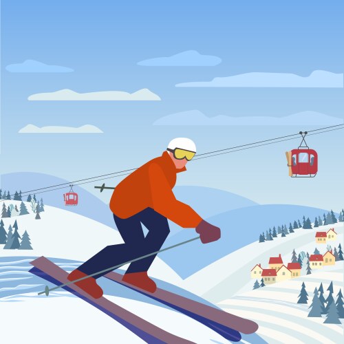 Children skiing on snow mountain Royalty Free Vector Image