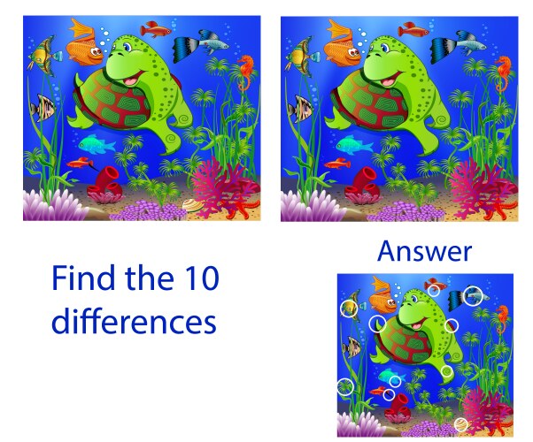 Children visual puzzle find ten differences Vector Image
