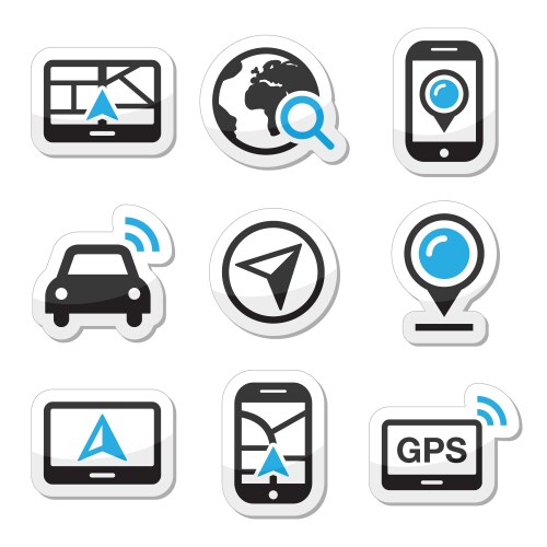 Map travel icons set Royalty Free Vector Image