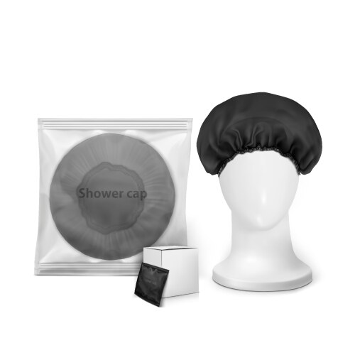 Mock up black transparent shower cap front side Vector Image