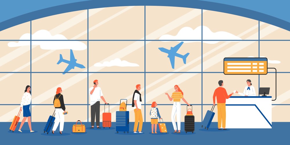 Airport queue Royalty Free Vector Image - VectorStock