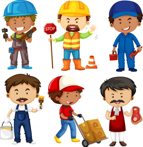 Men doing different kinds of jobs Royalty Free Vector Image
