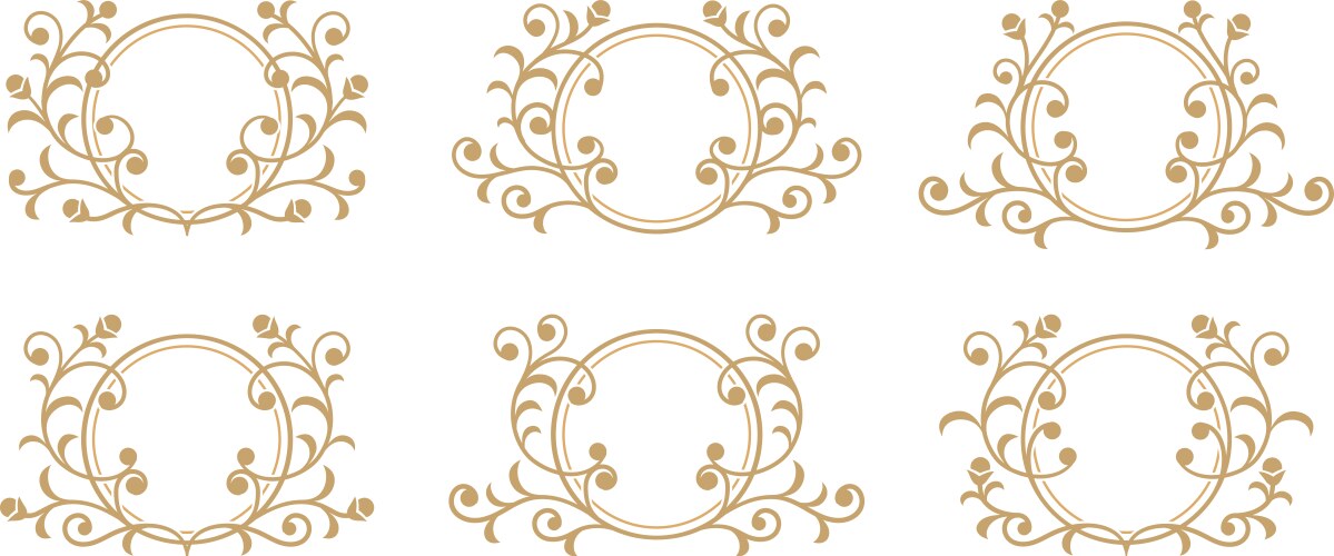 Golden vintage monogram frame decorative flourish Vector Image