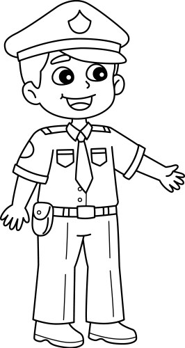 Policeman isolated coloring page for kids Vector Image