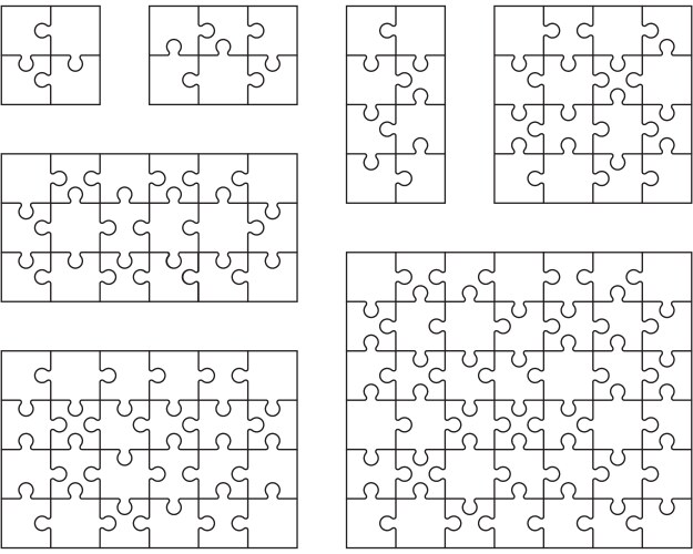 Jigsaw puzzles bundle simple line art style Vector Image
