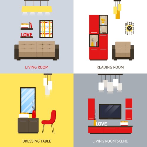 Living room furniture items Royalty Free Vector Image