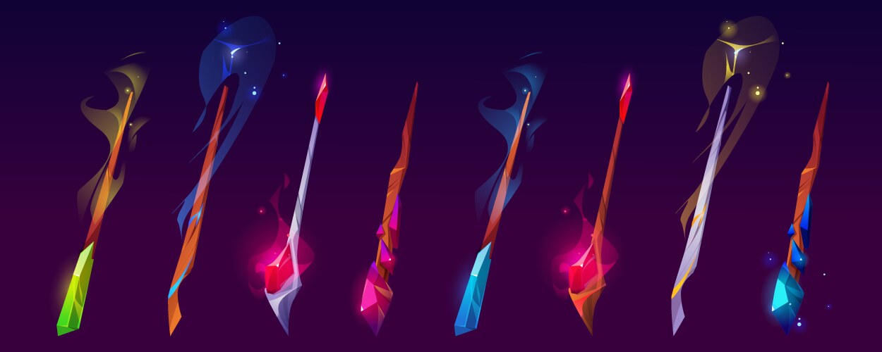 Magic wizard staff set Royalty Free Vector Image