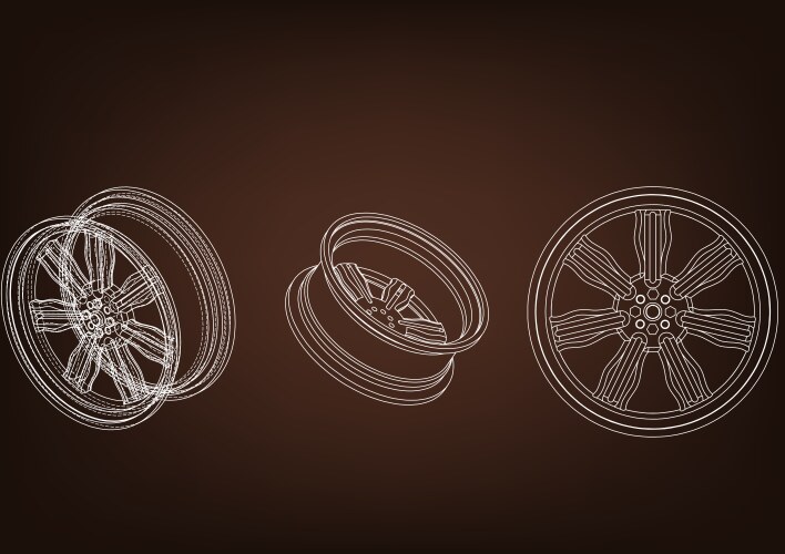 Engine and car wheel on a white background Vector Image