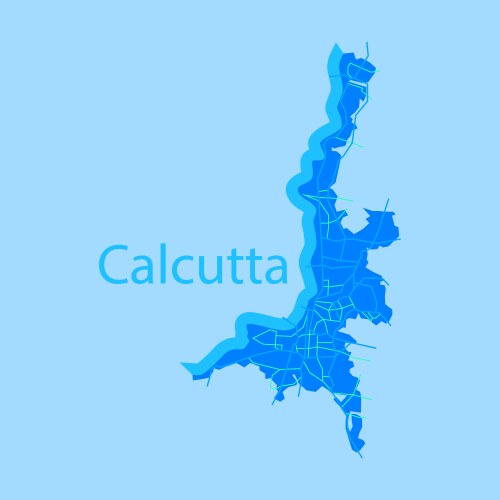 Sticker calcutta map city with borders Royalty Free Vector