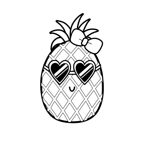 Cute black and white pineapple with mustache Vector Image