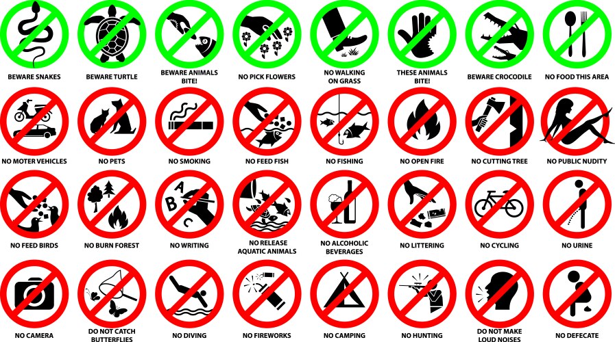 Prohibition sign for public park Royalty Free Vector Image
